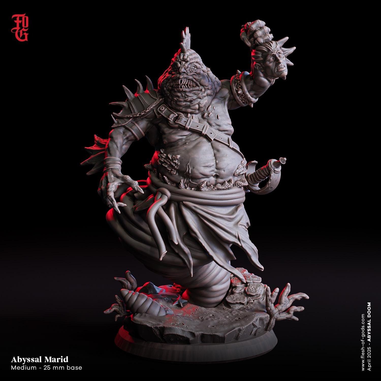 Abyssal Marid, Elemental Fiend | Aquatic Medium Monster Miniature | 32 ...