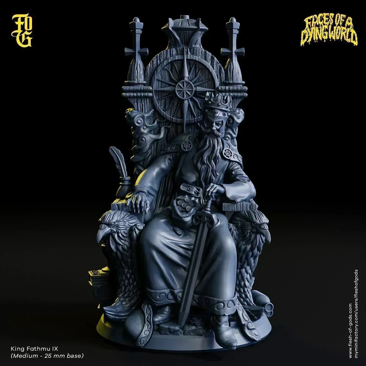 MÖRK BORG Human King Miniature on Throne Royal Figurine NPC for Mork B ...