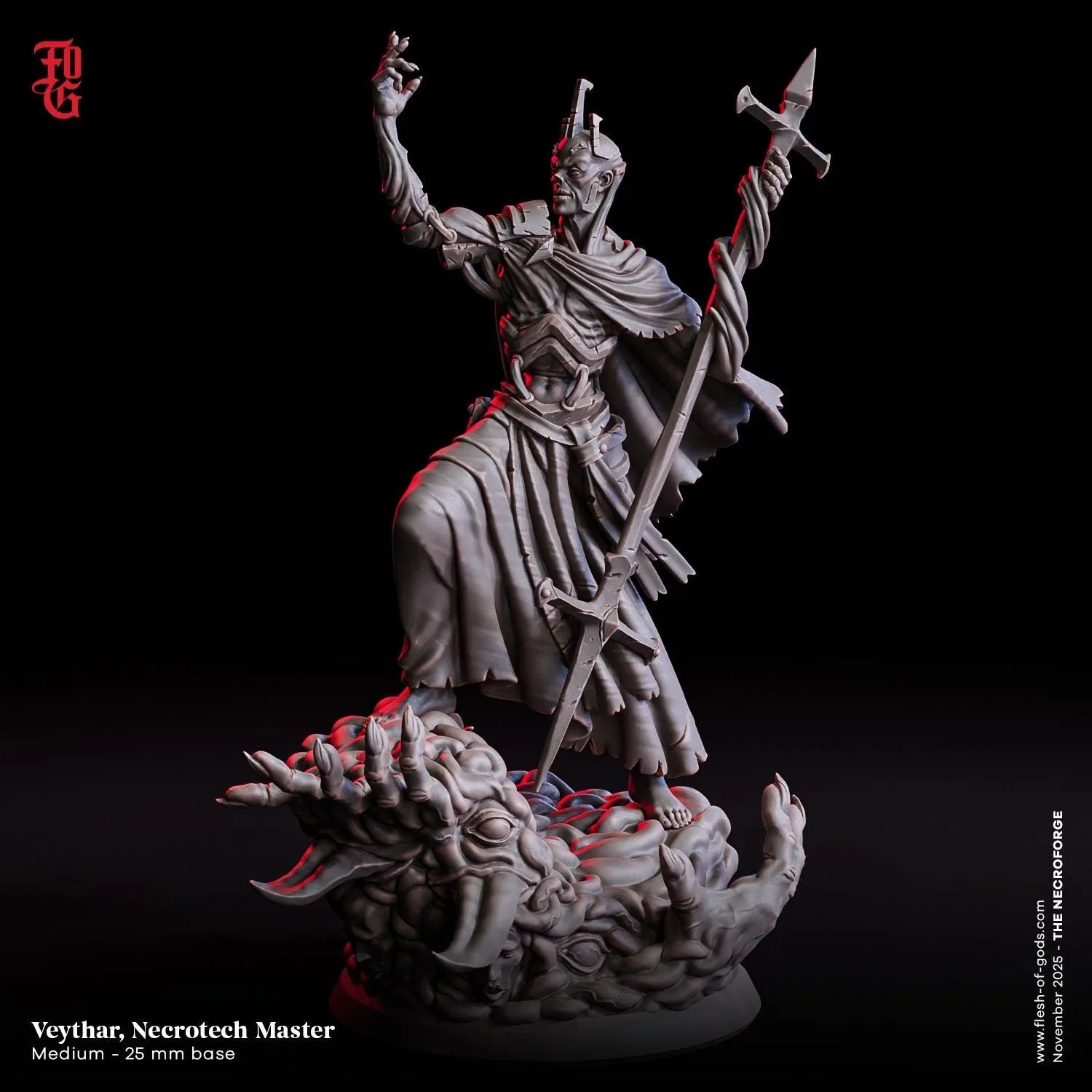 Veythar, Necrotech Master Miniature | Sci-Fi Necromancer Undead Arcani ...