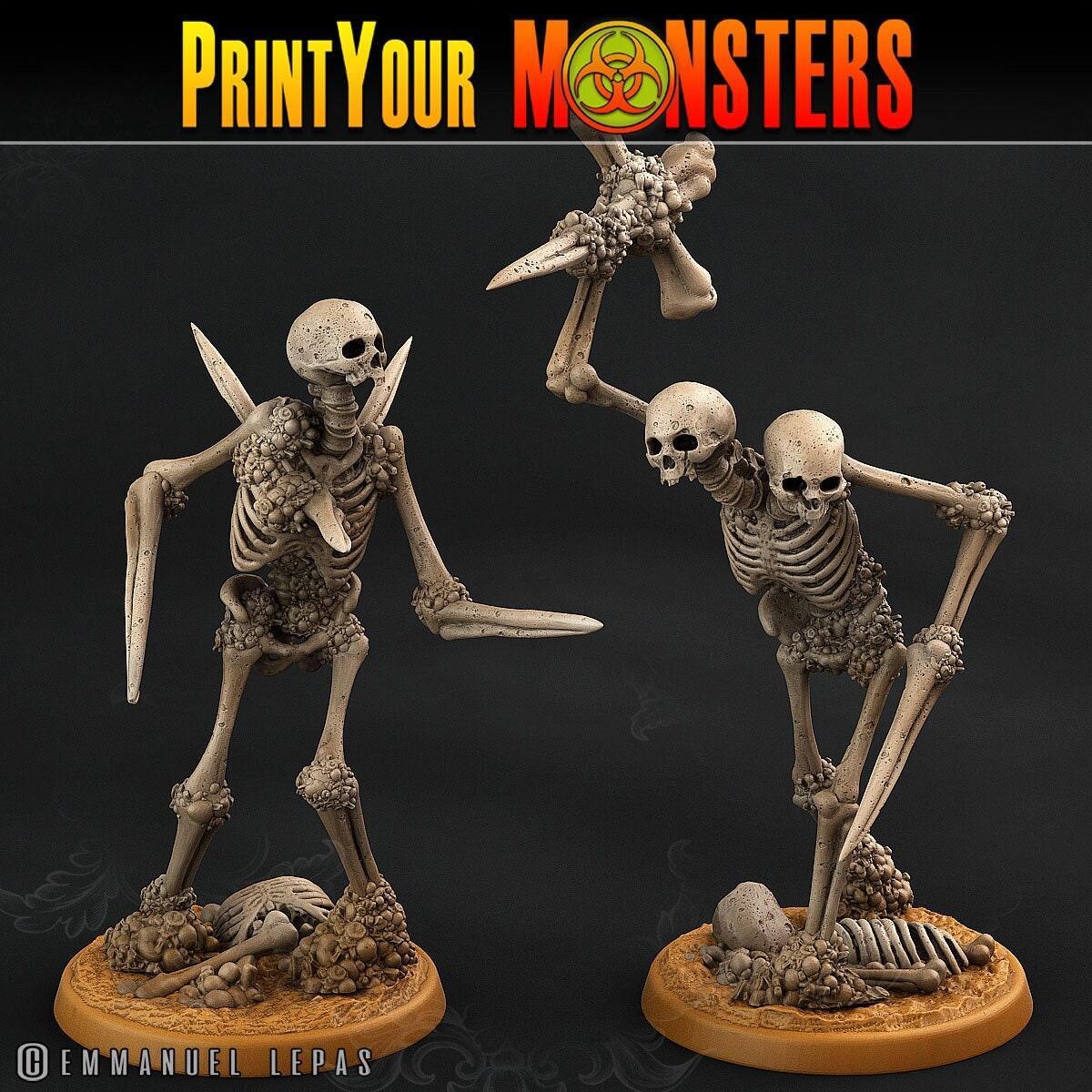 Double-Headed Bone Skeleton Miniatures for D&D | Tabletop Gaming Figur ...